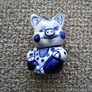 GZHEL | Accents | Russian Russia Handmade Gzhel Pig Piglet Figurine ...